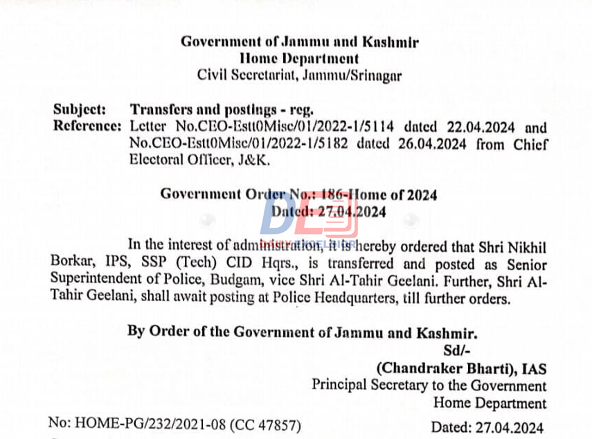 Jammu And Kashmir | Nikhil Borkar Posted As SSP Budgam - Koshur Samachar